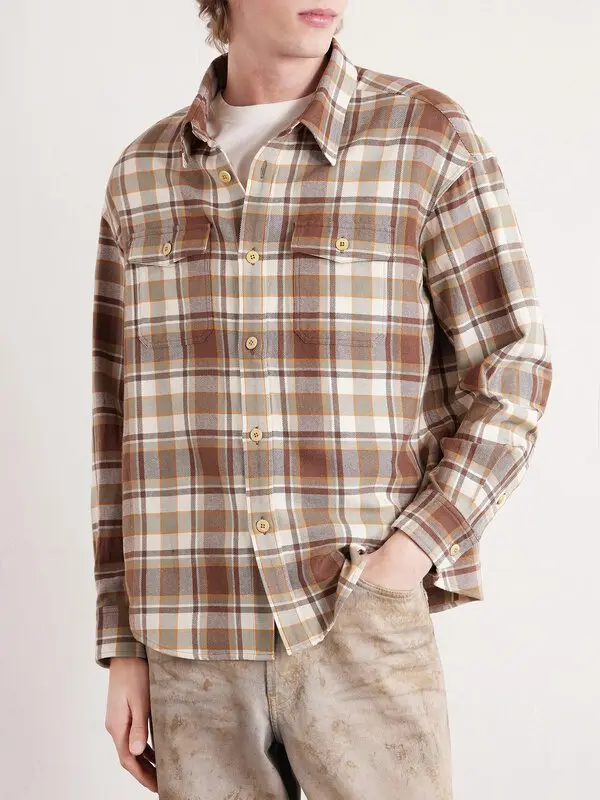 Visvim Lumber Checked Wool And Linen-blend Twill Shirt - Brown