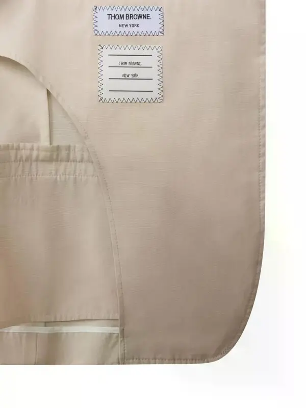 Thom Browne Unconstructed Cotton Suiting Relaxed Fit Sportcoat With Striped Detail - Neutrals
