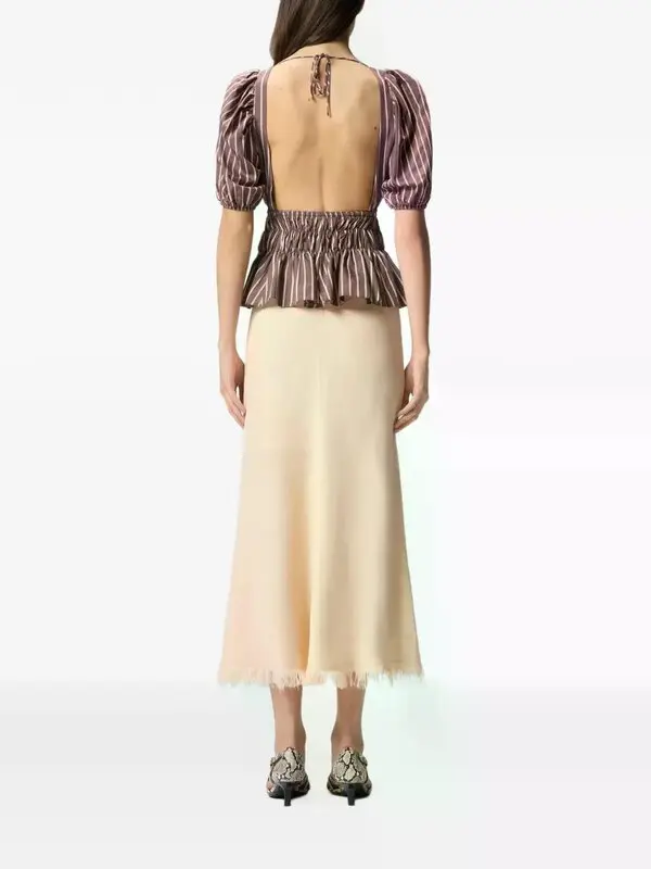 Pinko Striped Ruched Blouse - Brown