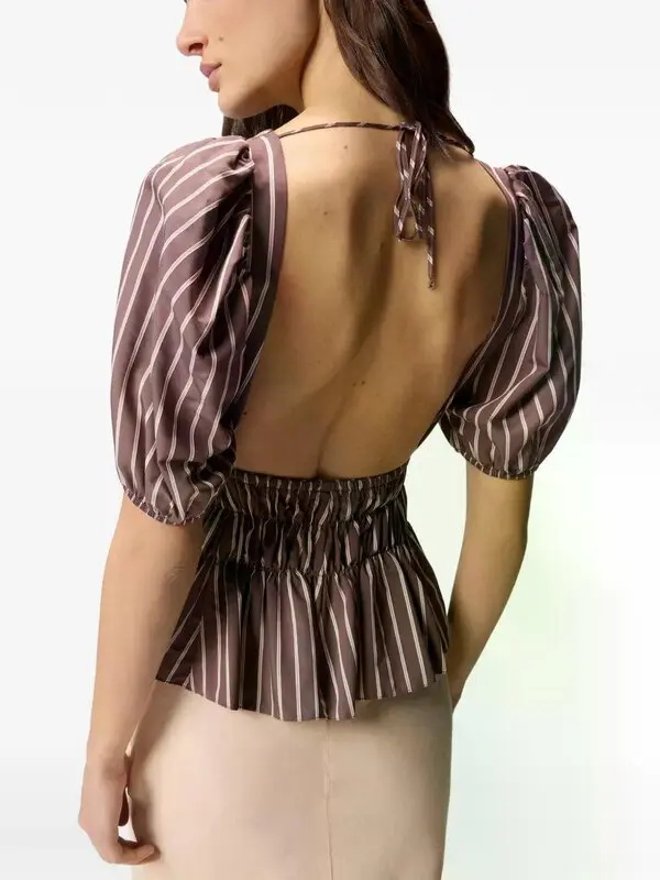 Pinko Striped Ruched Blouse - Brown