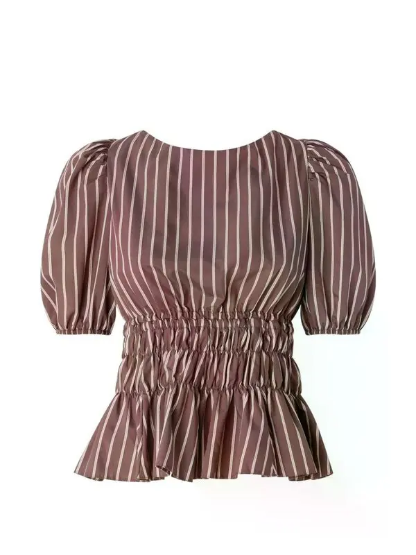 Pinko Striped Ruched Blouse - Brown