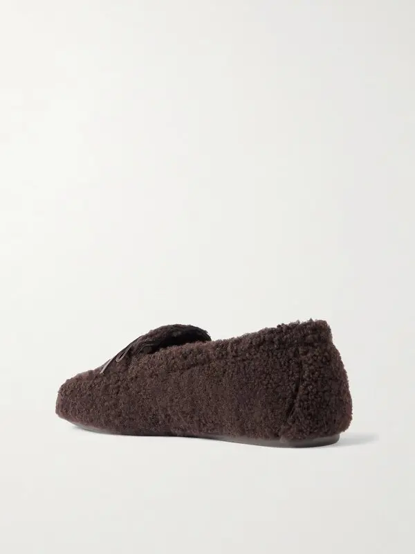 STUART WEITZMAN Britt Leather-trimmed Shearling Loafers