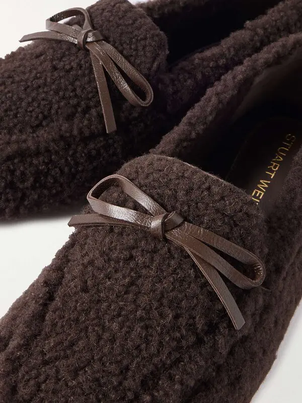 STUART WEITZMAN Britt Leather-trimmed Shearling Loafers