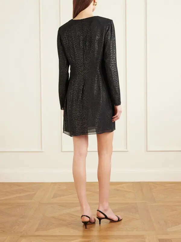 Veronica De Piante Pia Metallic Leopard-print Mini Dress