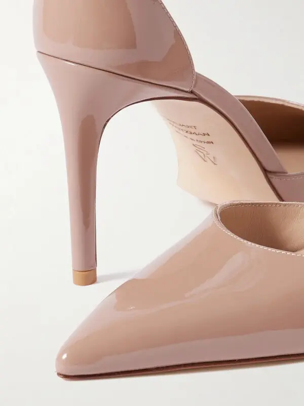 STUART WEITZMAN Patent Leather Pumps With Ankle Strap - Neutrals