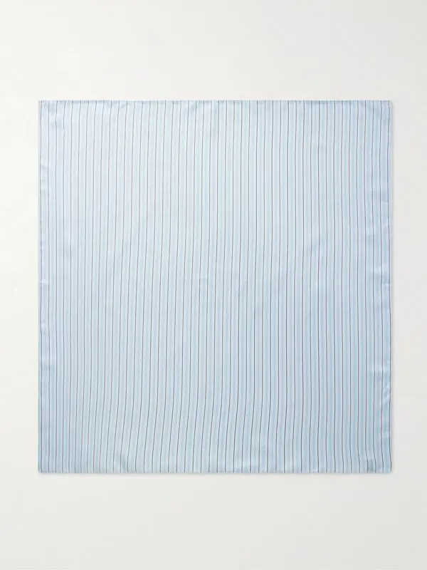 TOTEME Signature Striped Silk-twill Scarf - Light Blue
