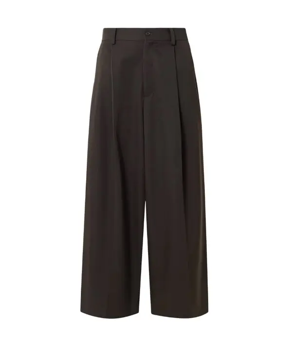 SSSTEIN Pleated Wool-twill Wide-leg Pants - Dark Brown