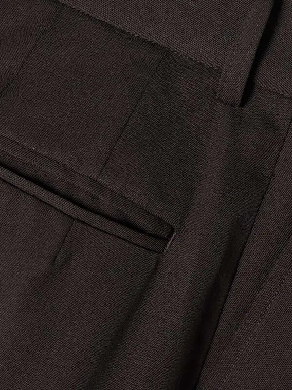 SSSTEIN Pleated Wool-twill Wide-leg Pants - Dark Brown