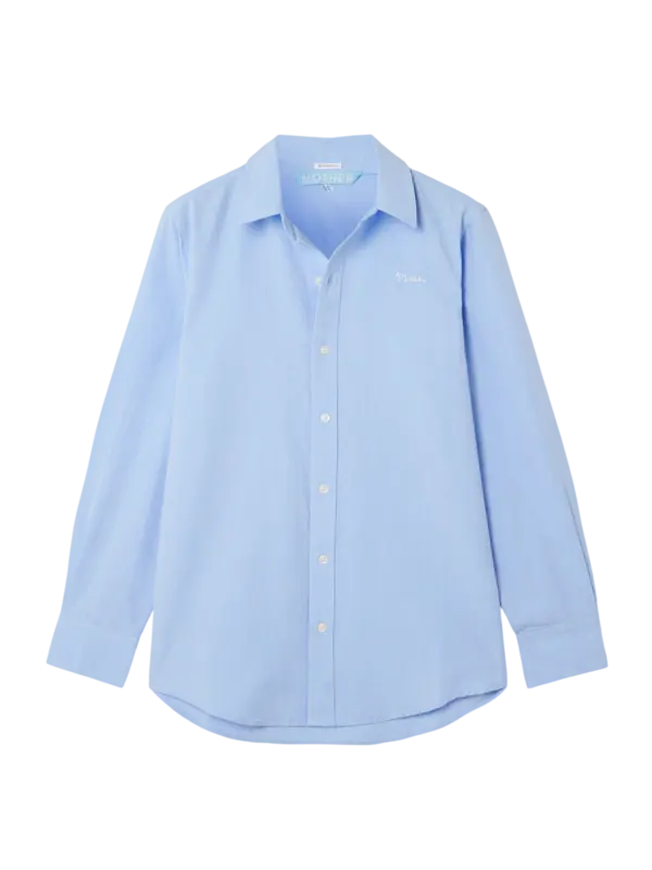MOTHER The Bestie Embroidered Cotton Shirt - Blue