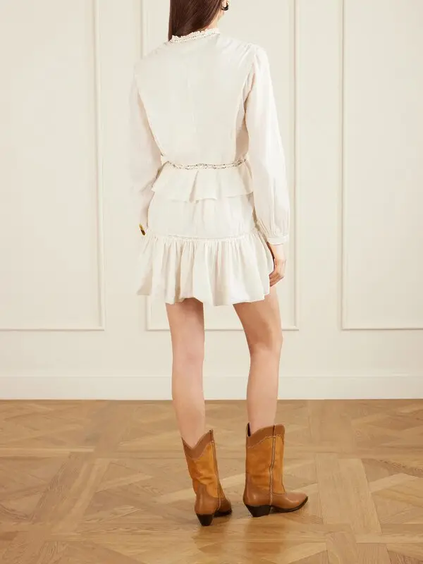 MARANT ETOILE Damya Lace-trimmed Mini Dress - Neutrals