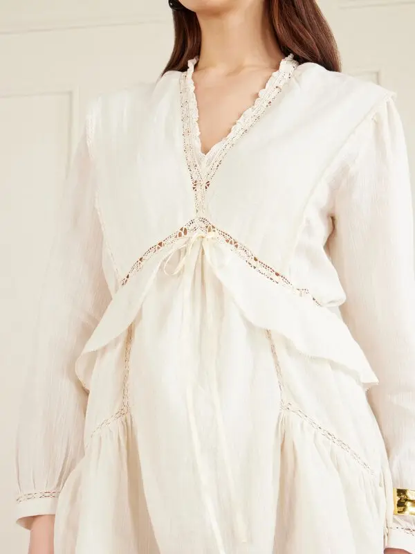 MARANT ETOILE Damya Lace-trimmed Mini Dress - Neutrals
