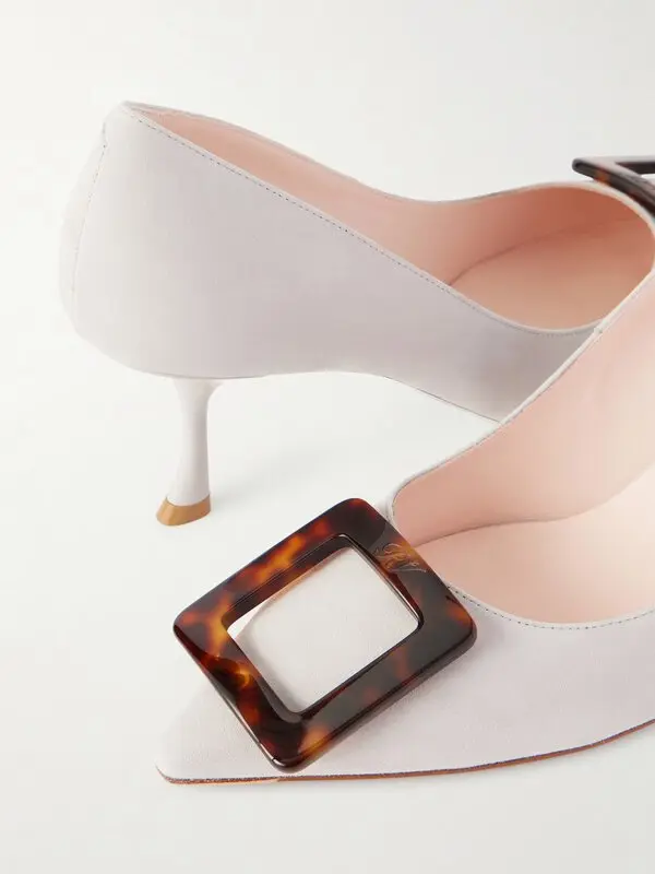 ROGER VIVIER Viv In The City 65 Buckled Suede Pumps - Gray