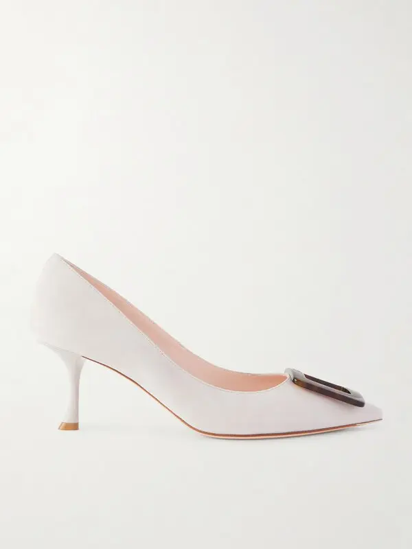 ROGER VIVIER Viv In The City 65 Buckled Suede Pumps - Gray