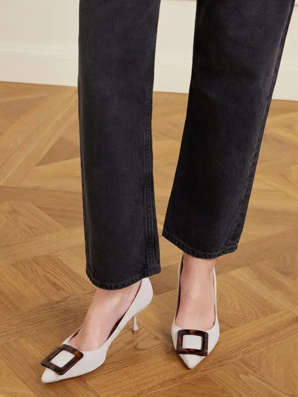 ROGER VIVIER Viv In The City 65 Buckled Suede Pumps - Gray