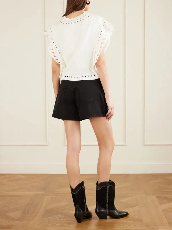 MARANT ETOILE Odyle Broderie Anglaise Cotton Top - White