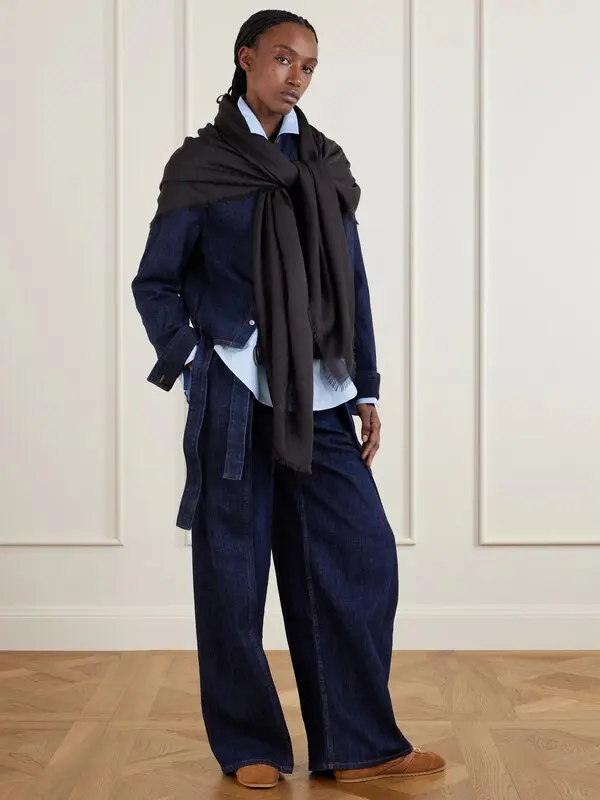 Loewe Fringed Wool And Silk-blend Jacquard Scarf