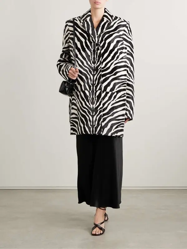 Khaite Lorel Zebra-print Calf Hair Coat