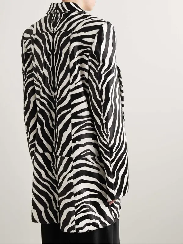 Khaite Lorel Zebra-print Calf Hair Coat