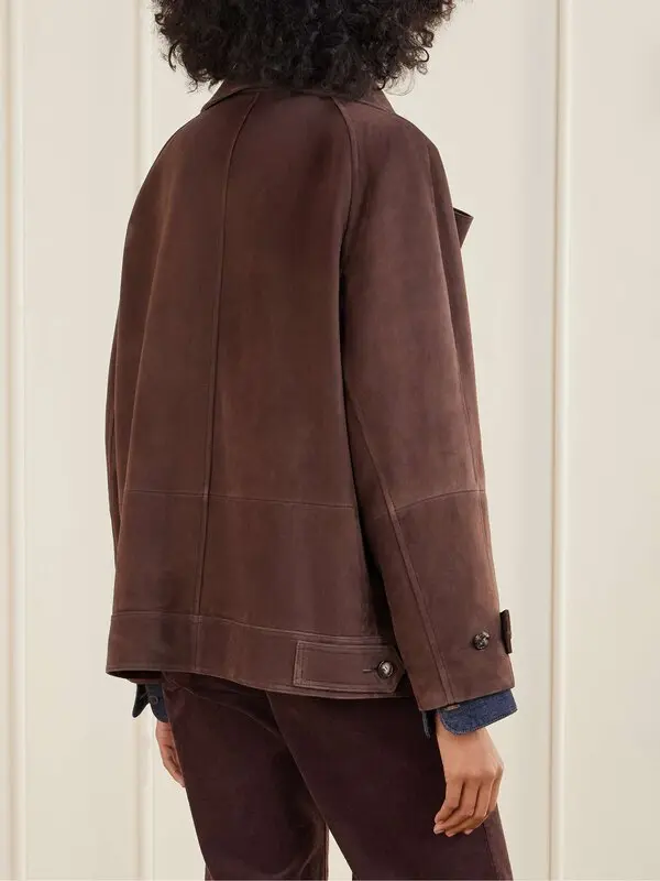 Loewe Double-breasted Suede Jacket - Dark Brown