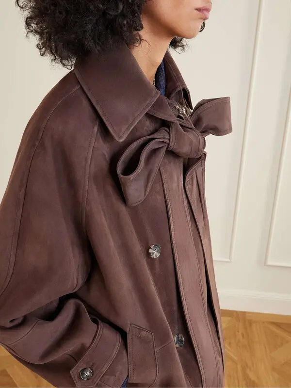 Loewe Double-breasted Suede Jacket - Dark Brown