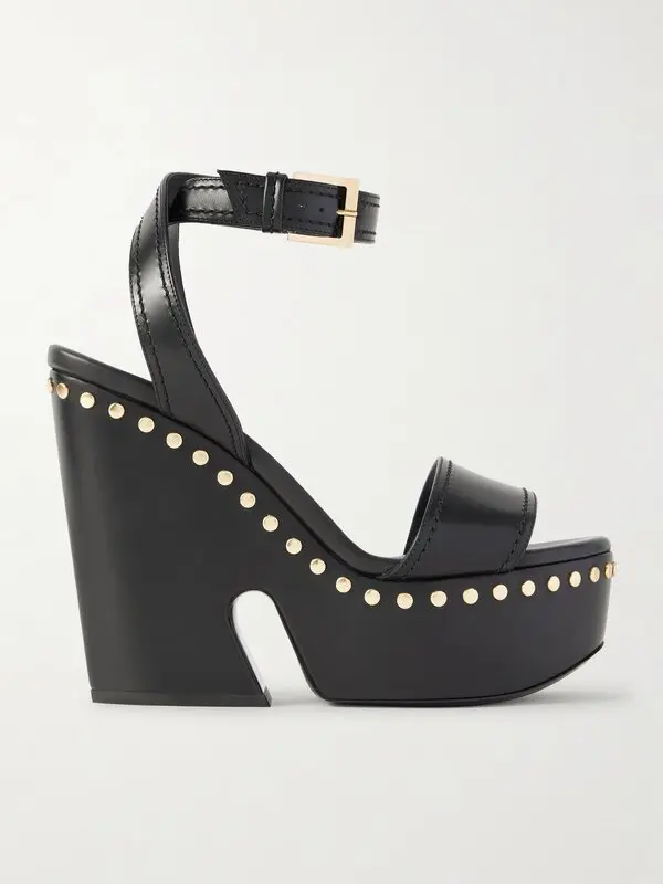 Givenchy Studded Leather Platform Sandals - Black