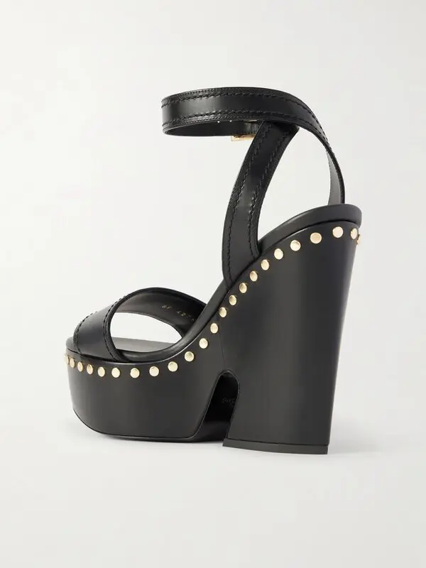Givenchy Studded Leather Platform Sandals - Black