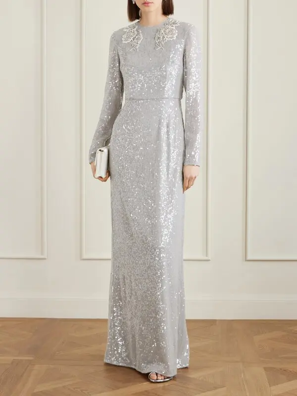 Erdem Crystal-embroidered Sequined Gown
