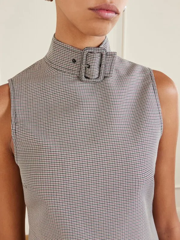 COURREGES Buckled Houndstooth Wool-blend Tank