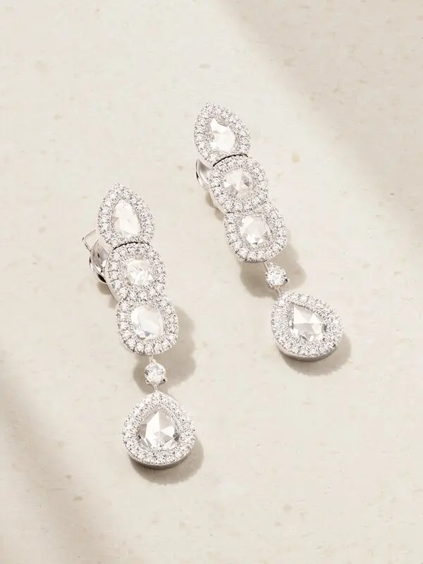 DAVID MORRIS 18-karat White Diamond Drop Earrings - Gold