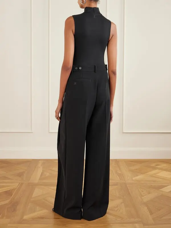 COURREGES Heritage Crepe Wide-leg Pants - Black