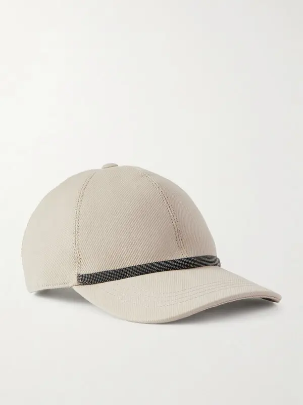Brunello Cucinelli Bead-embellished Baseball Cap - Beige