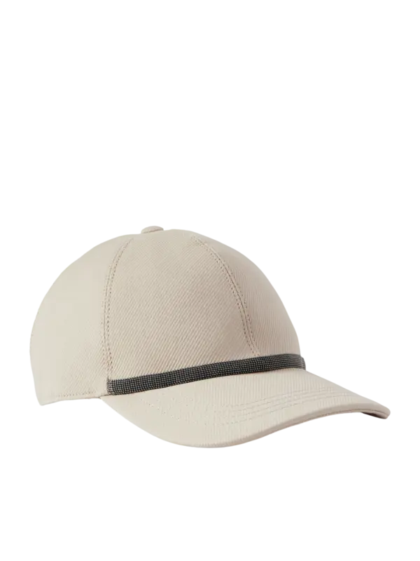 Brunello Cucinelli Bead-embellished Baseball Cap - Beige