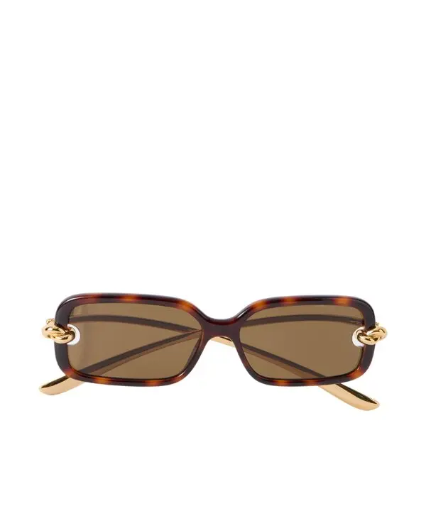 Bottega Veneta Knot Rectangle-frame Sunglasses - Tortoiseshell