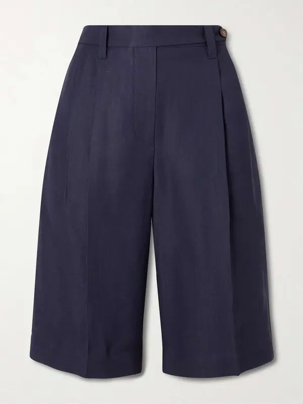 Brunello Cucinelli Pleated Twill Knee Length Shorts