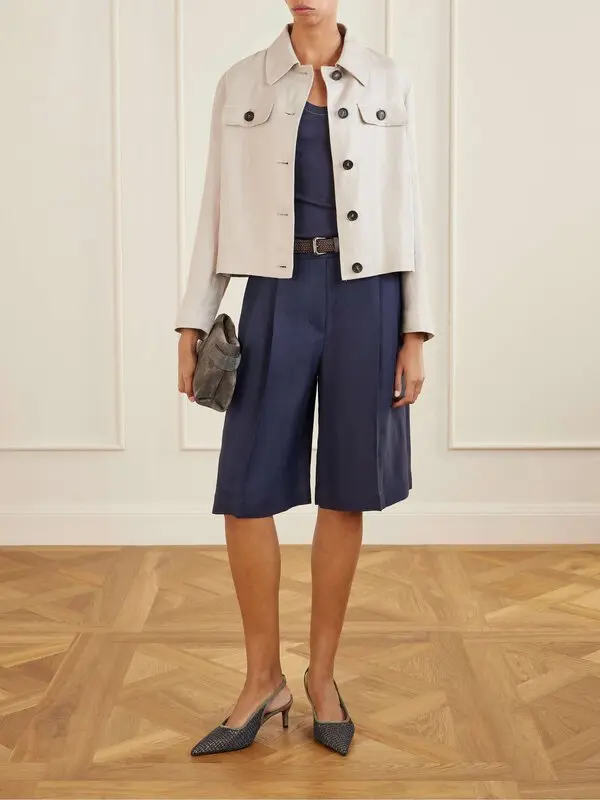 Brunello Cucinelli Pleated Twill Knee Length Shorts