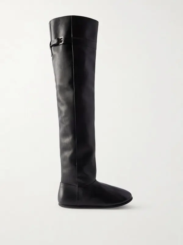 CHRISTEN Santiago Leather Knee Boots - Black