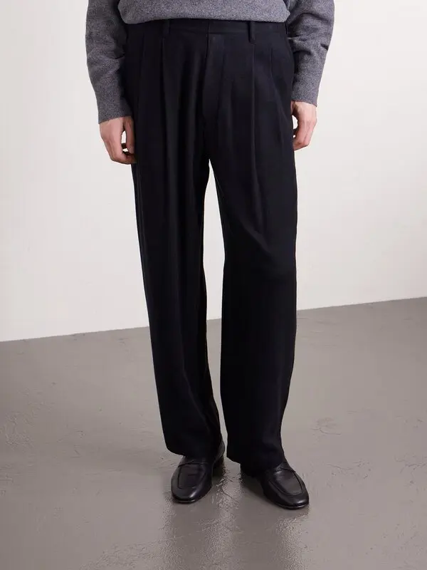 SSSTEIN Straight-leg Silk-blend Flannel Trousers