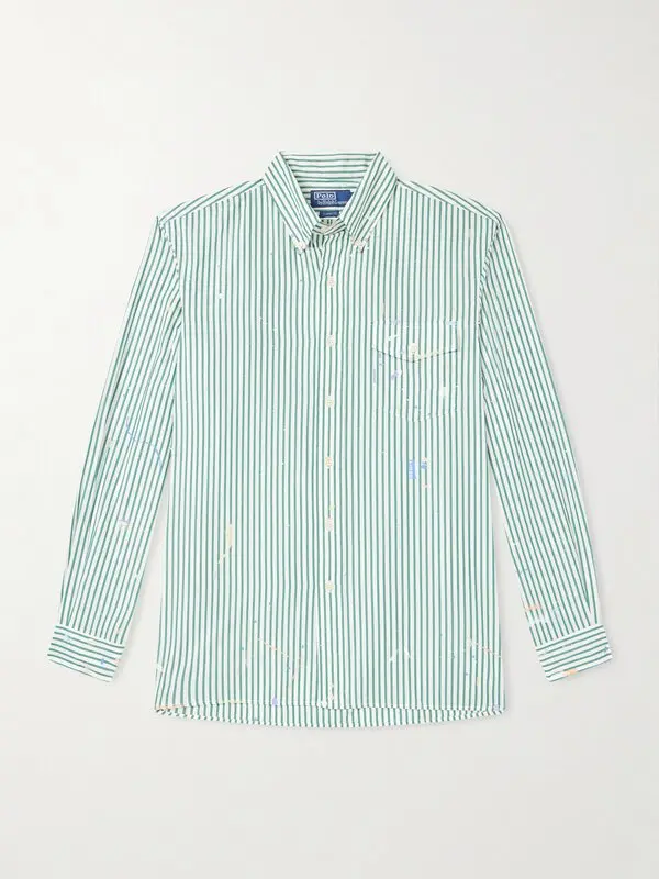 Polo Ralph Lauren Button-down Collar Paint-splattered Cotton-poplin Shirt