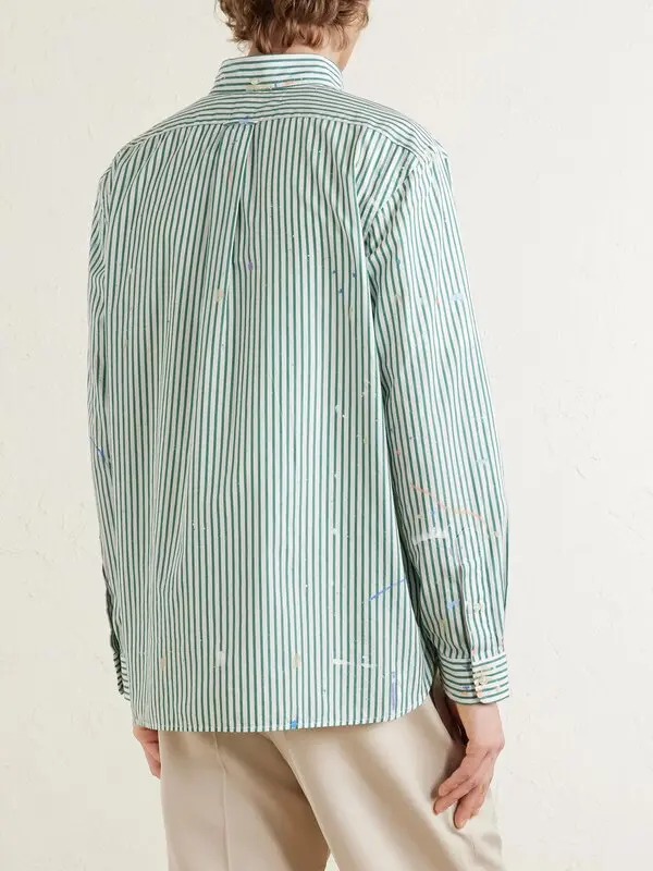 Polo Ralph Lauren Button-down Collar Paint-splattered Cotton-poplin Shirt