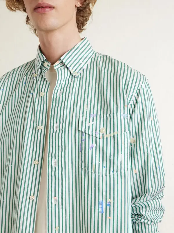 Polo Ralph Lauren Button-down Collar Paint-splattered Cotton-poplin Shirt