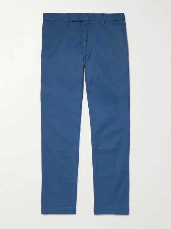 Polo Ralph Lauren Greenwich Straight-leg Cotton-blend Trousers - Blue