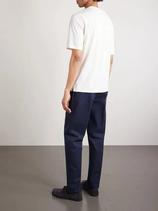 LARDINI Cotton And Silk-blend Jersey T-shirt - Neutrals