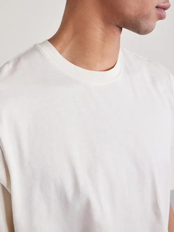 LARDINI Cotton And Silk-blend Jersey T-shirt - Neutrals