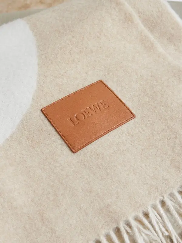 Loewe Anagram Leather-appliquéd Fringed Logo-jacquard Wool Blanket