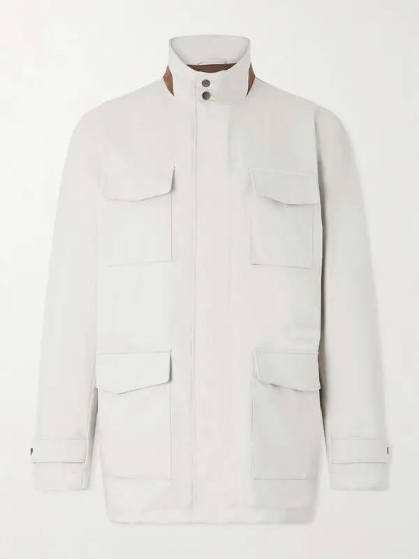 Kiton Suede-trimmed Shell Field Jacket