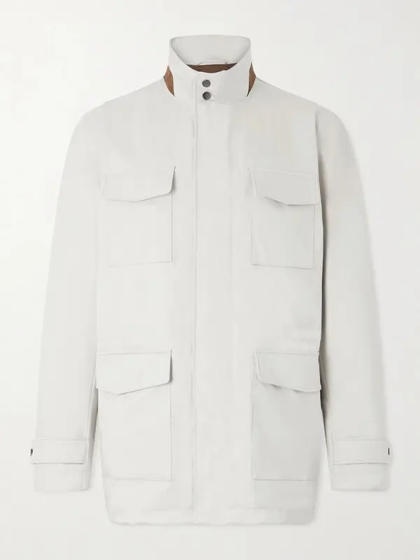 Kiton Suede-trimmed Shell Field Jacket - Neutrals