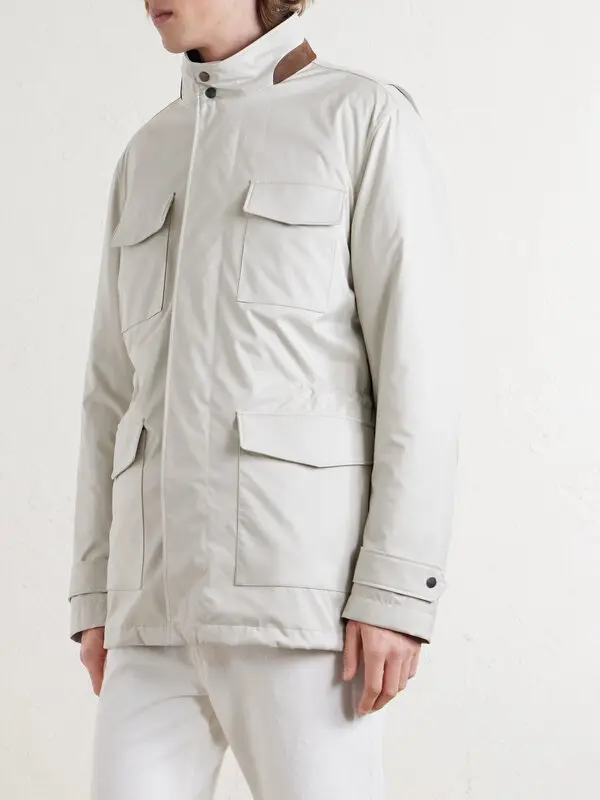Kiton Suede-trimmed Shell Field Jacket