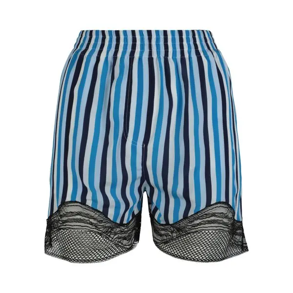 Burberry Striped Silk Shorts - Blue