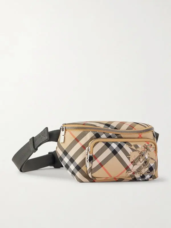 Burberry Logo-appliquéd Checked Twill Belt Bag - Neutrals