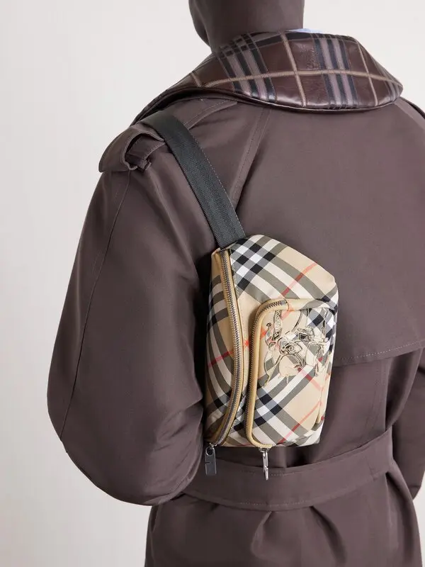 Burberry Logo-appliquéd Checked Twill Belt Bag - Neutrals
